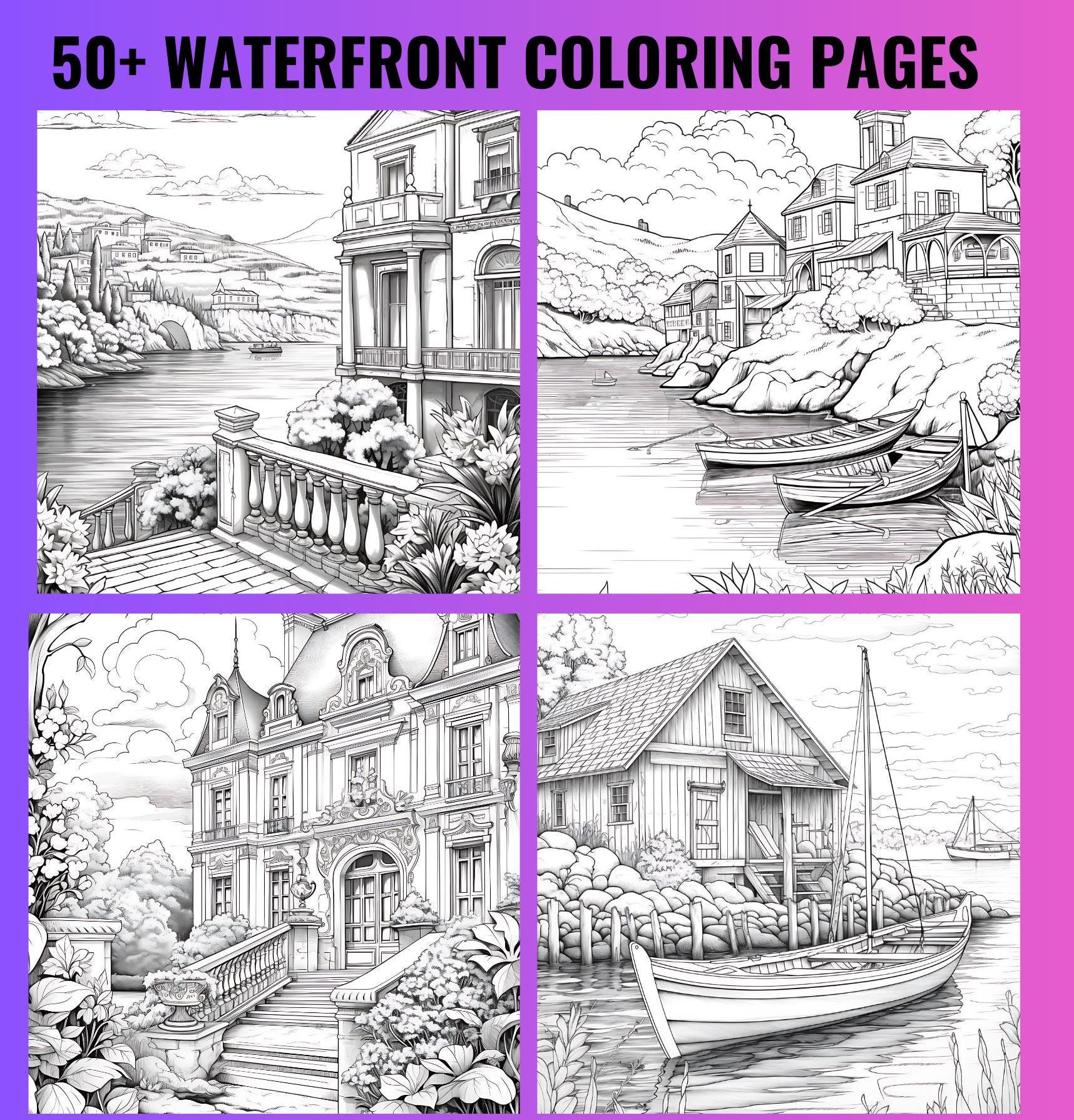 50 Waterfront Coloring Pages Summer Serenity Springtime Escapes Beach ...