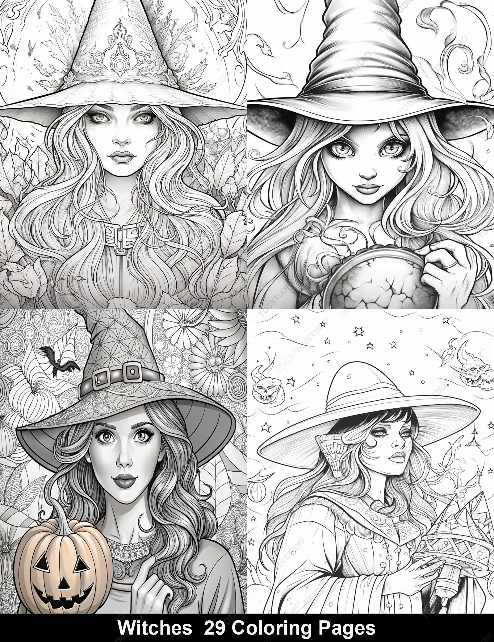 29 Witch Coloring Pages Enchanted Witches & Magical Women Designs ...