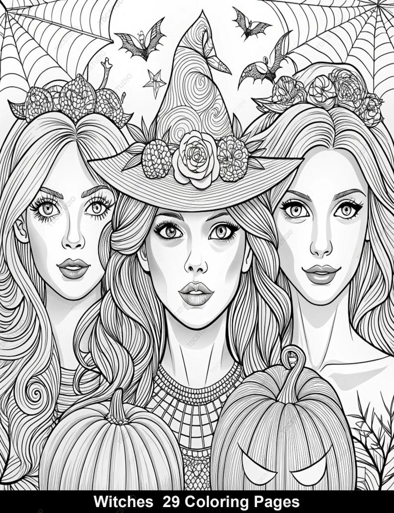 29 Witch Coloring Pages Enchanted Witches & Magical Women Designs ...