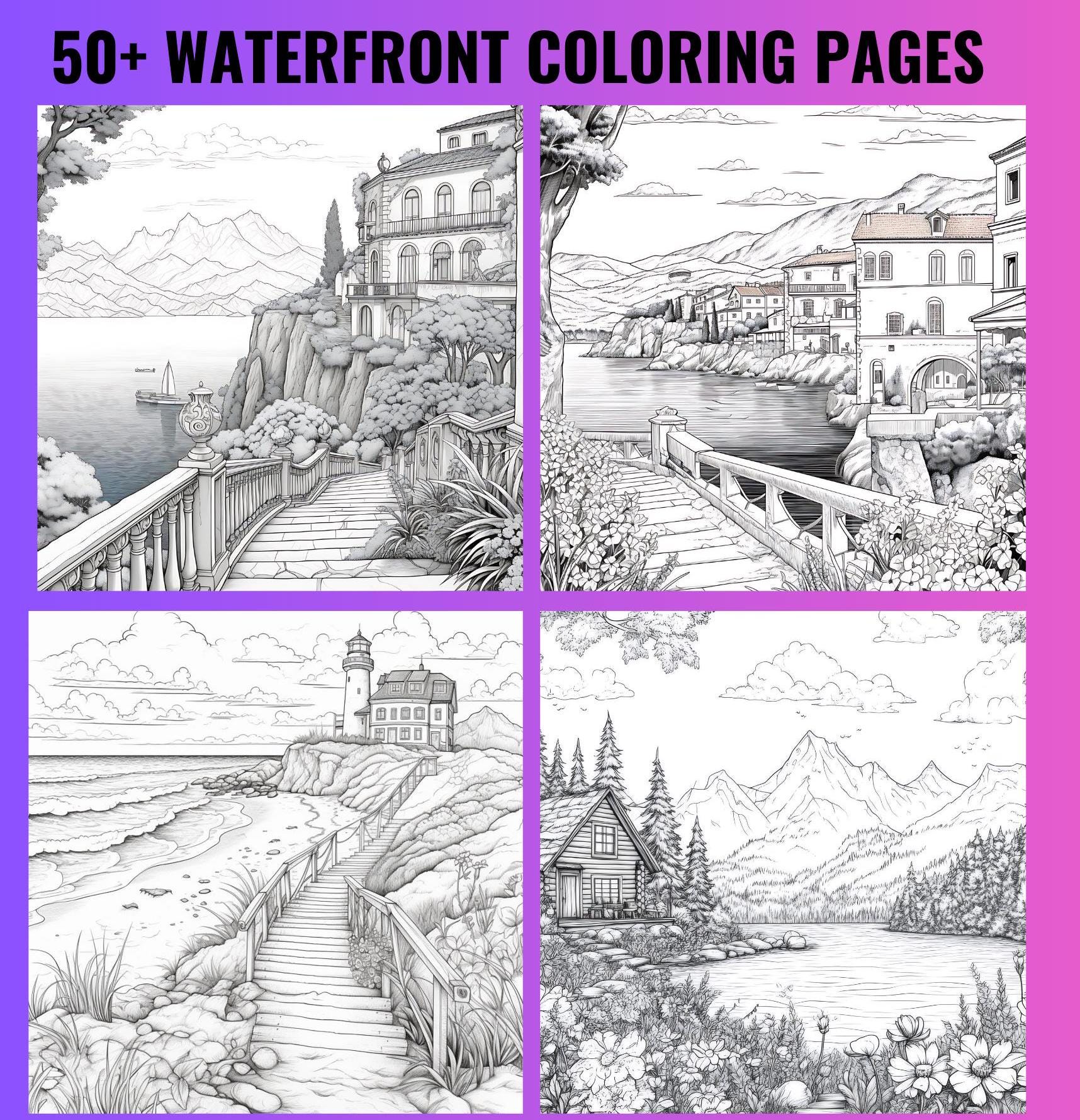 50 Waterfront Coloring Pages Summer Serenity Springtime Escapes Beach ...