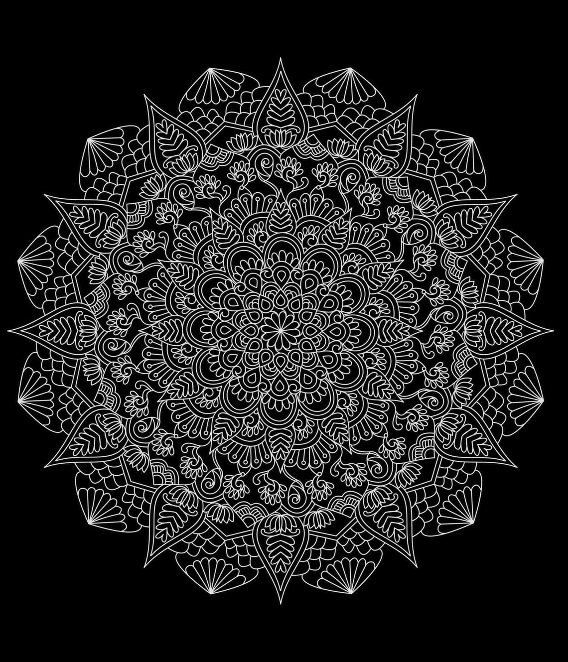 Dark Mandala Coloring Book 120+ Pages | Black Backgrounds | A4 PDF 300 ...