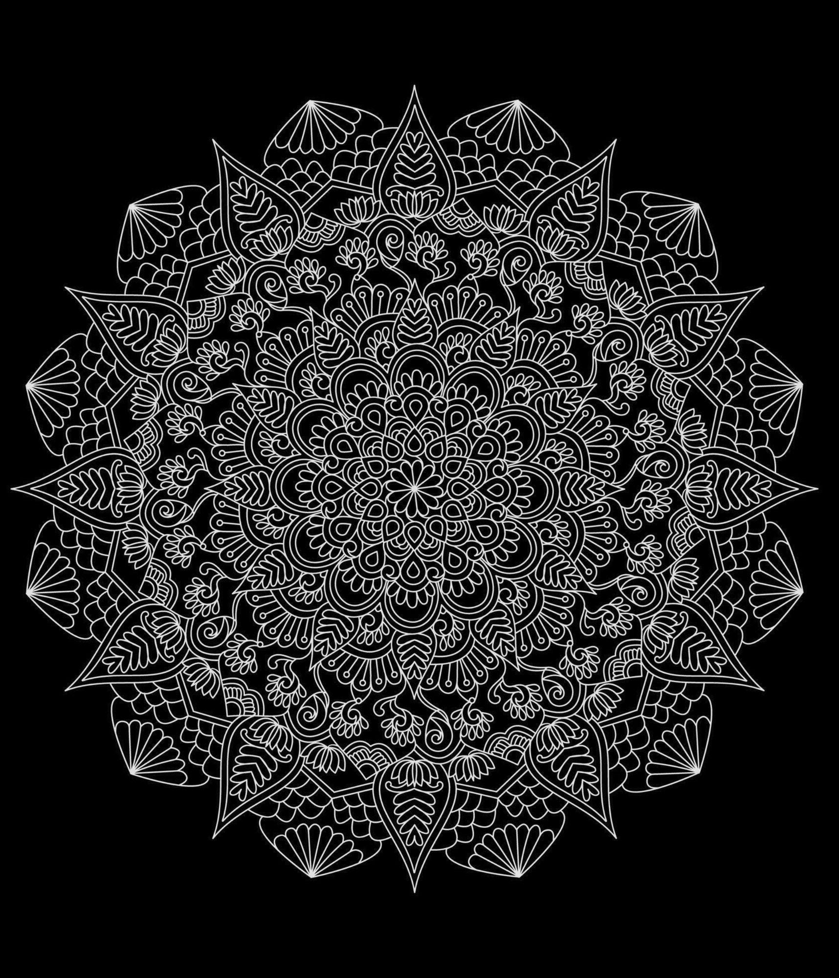 Dark Mandala Coloring Book 120+ Pages | Black Backgrounds | A4 PDF 300 ...