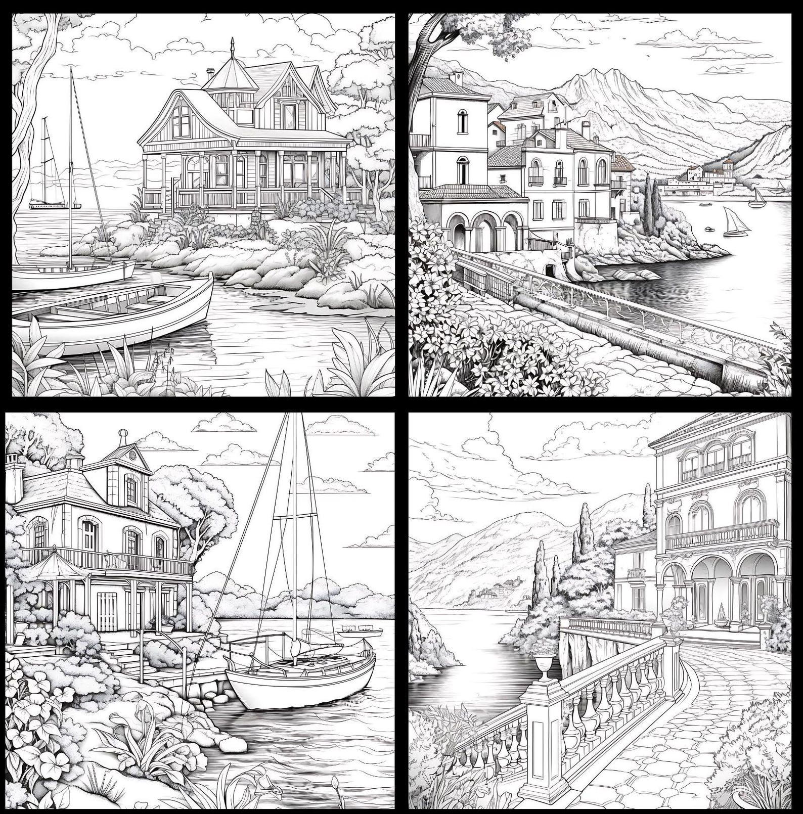 Boats Beaches Waterfront Coloring Pages 50+ Summer Vacation Scenes ...