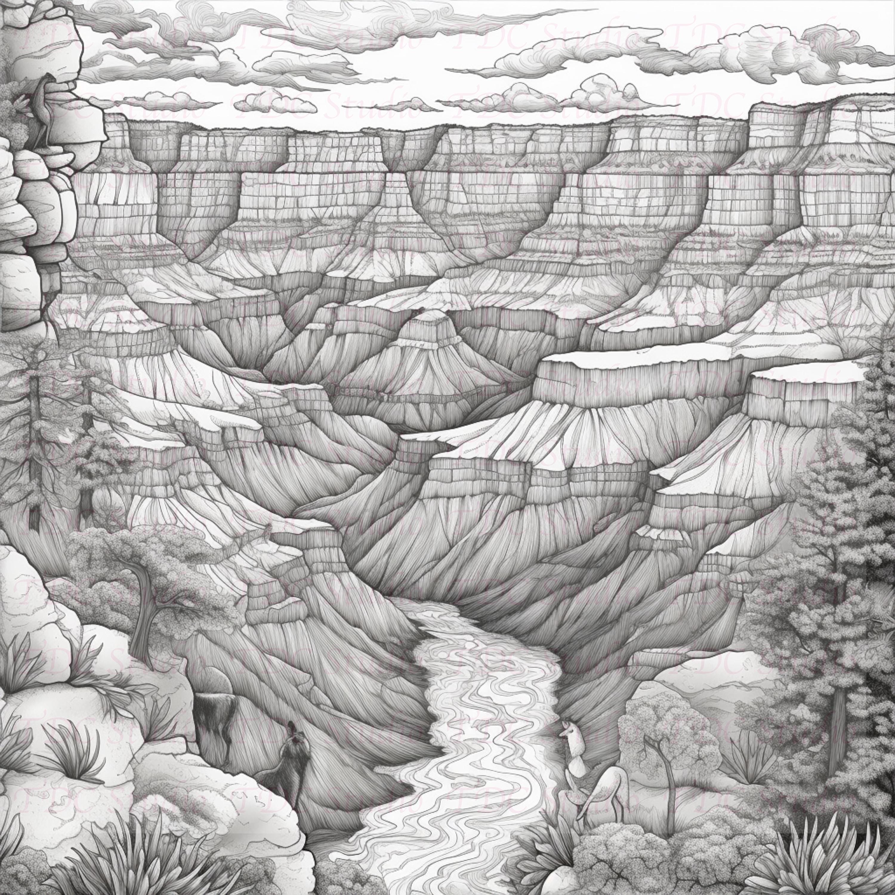 50+ Nature Coloring Pages Scenic Pages | Mountains, Beaches, Forests ...