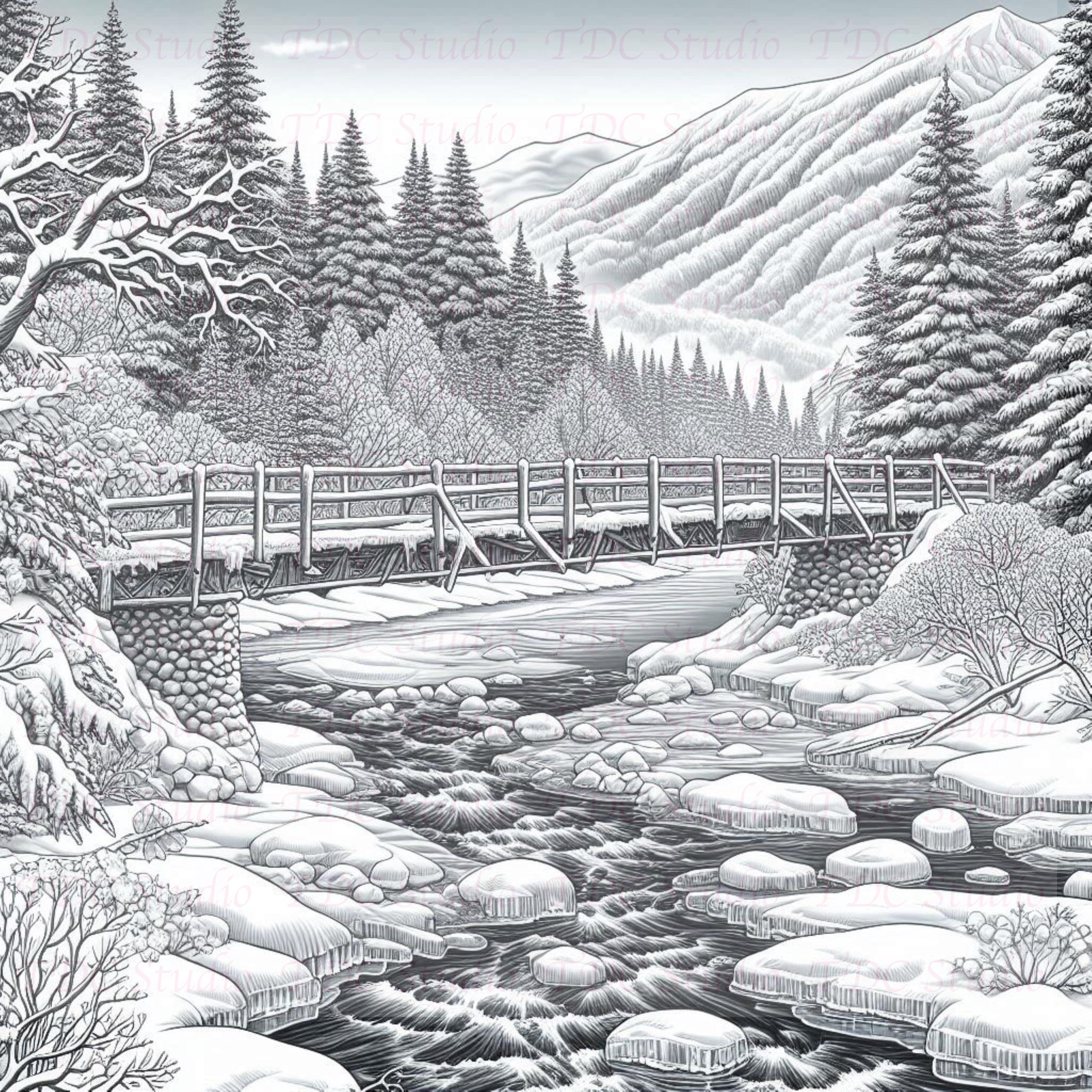 50+ Nature Coloring Pages Scenic Pages | Mountains, Beaches, Forests ...