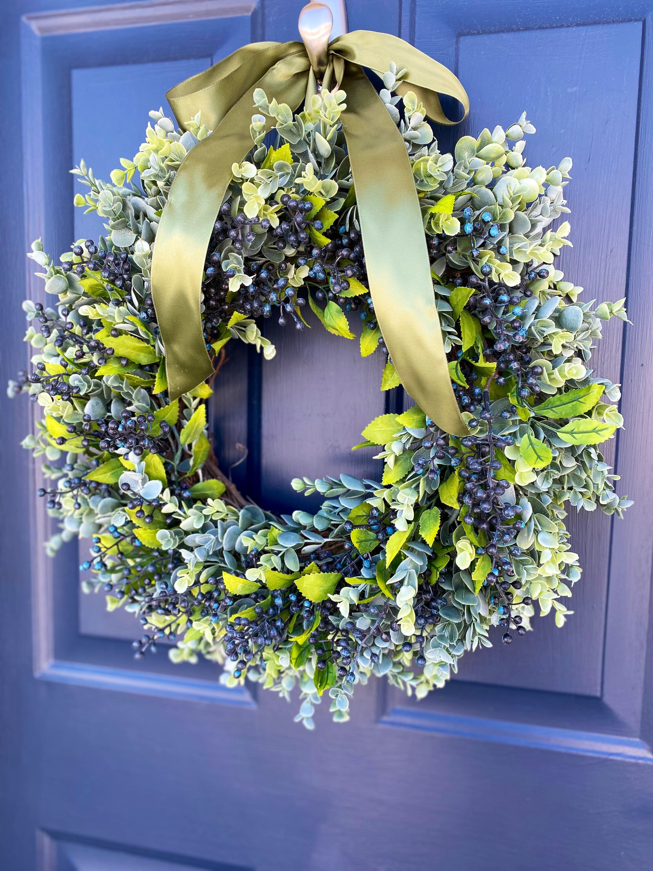 Blueberry Wreath Spring Wreath Boxwood Wreath Farmhouse - Etsy