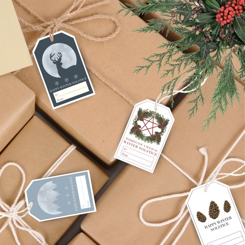 Winter Solstice Gift Tags | Holiday Labels, Yule Decor - Etsy