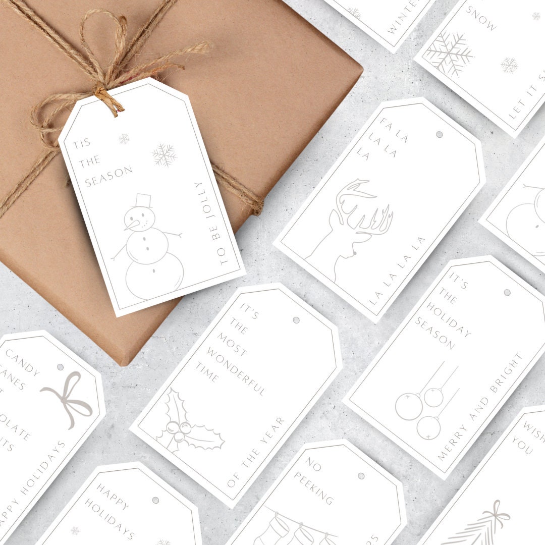 Neutral Aesthetic Holiday Gift Tags | Christmas Gift Tags | Line ...