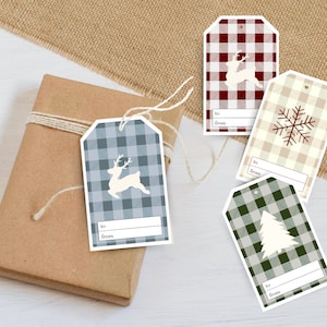 Plaid Holiday Gift Tags & Gift Labels Set of 18 or 36 Christmas Gift ...