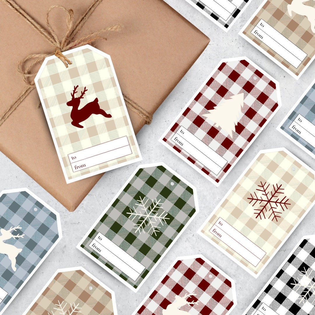 Plaid Holiday Gift Tags & Gift Labels Set of 18 or 36 Christmas Gift ...