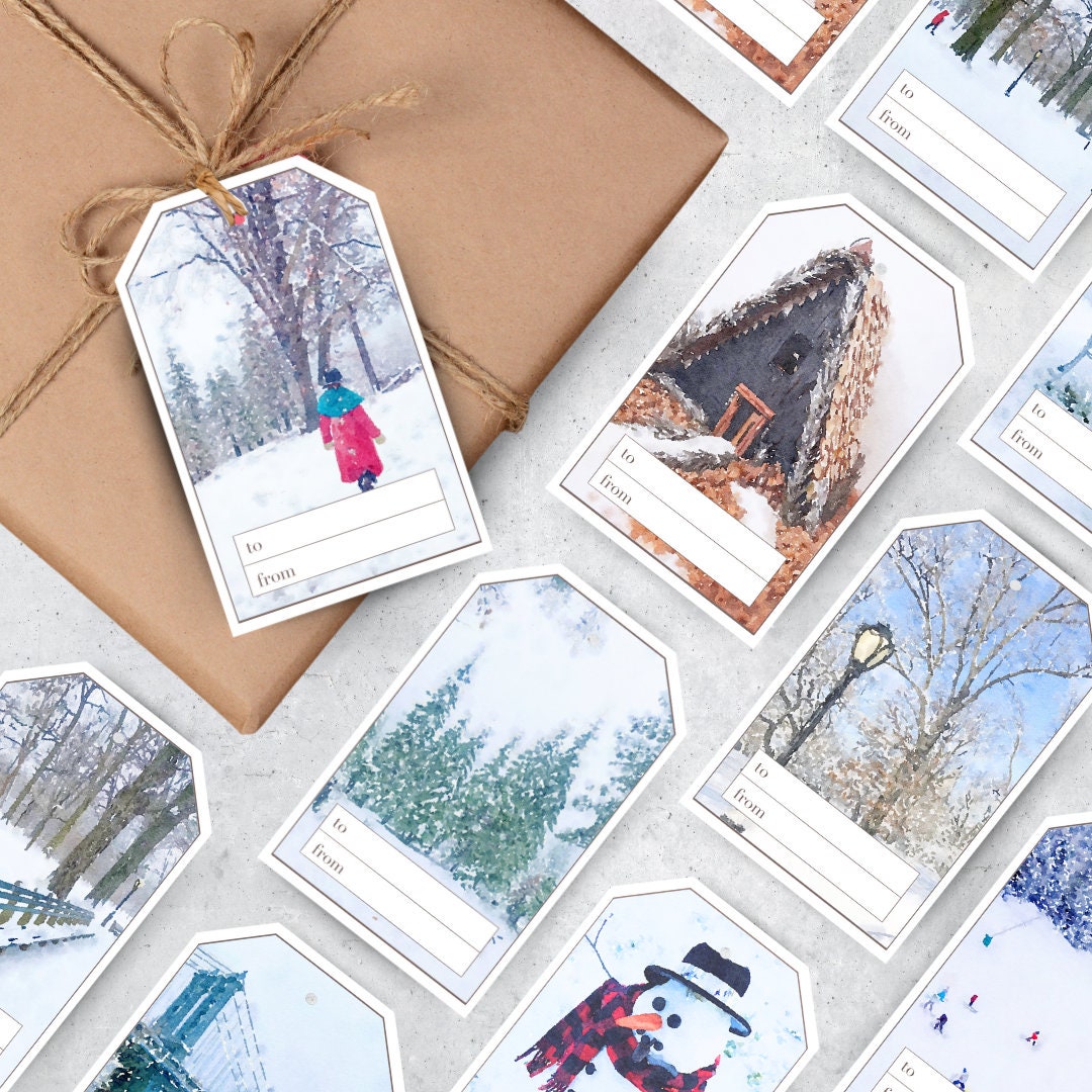 Winter Watercolor Gift Tags & Gift Labels | Holiday Gift Tags | Holiday ...