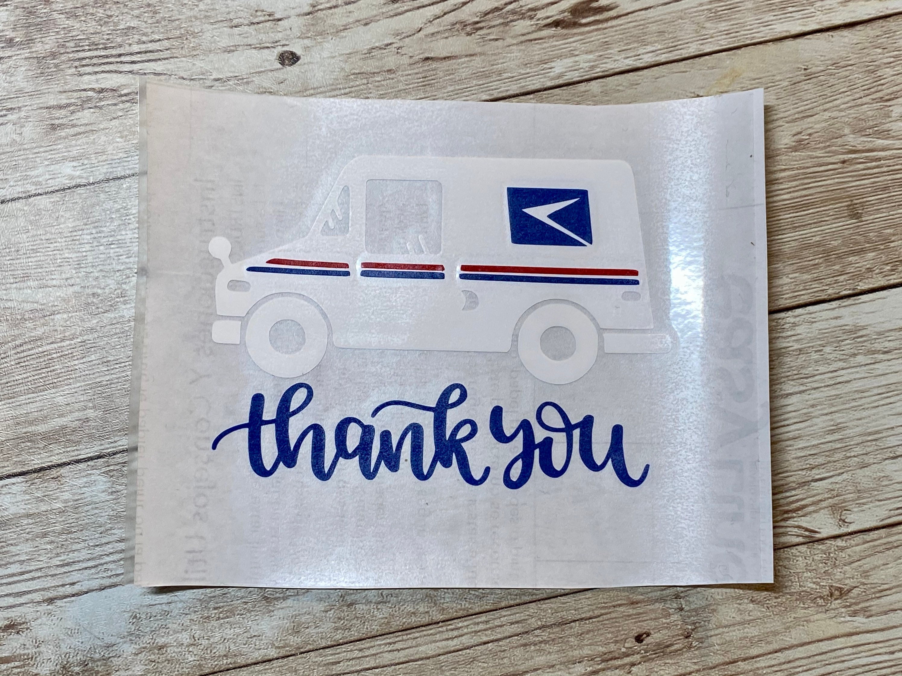 White Solid Mail Truck Postal Truck Thank You Decal | Etsy