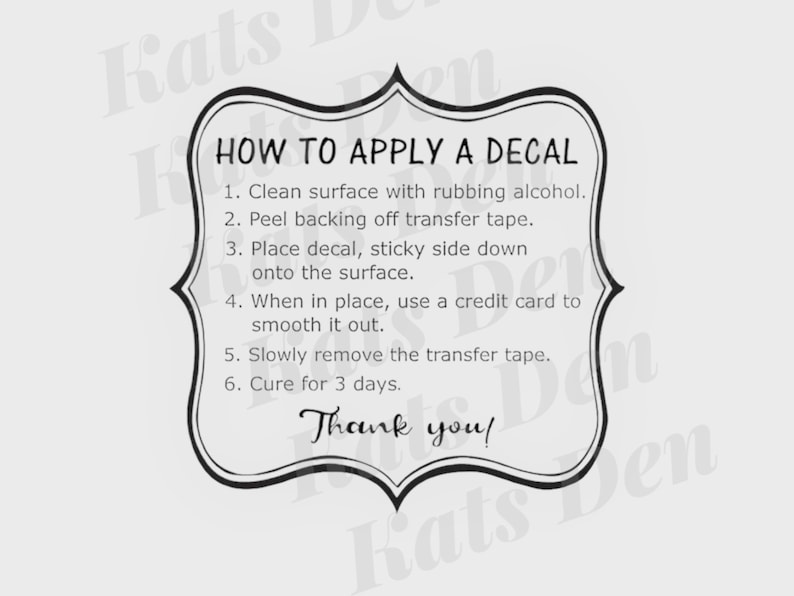 Decal Application Instructions SVG - Digital - Etsy