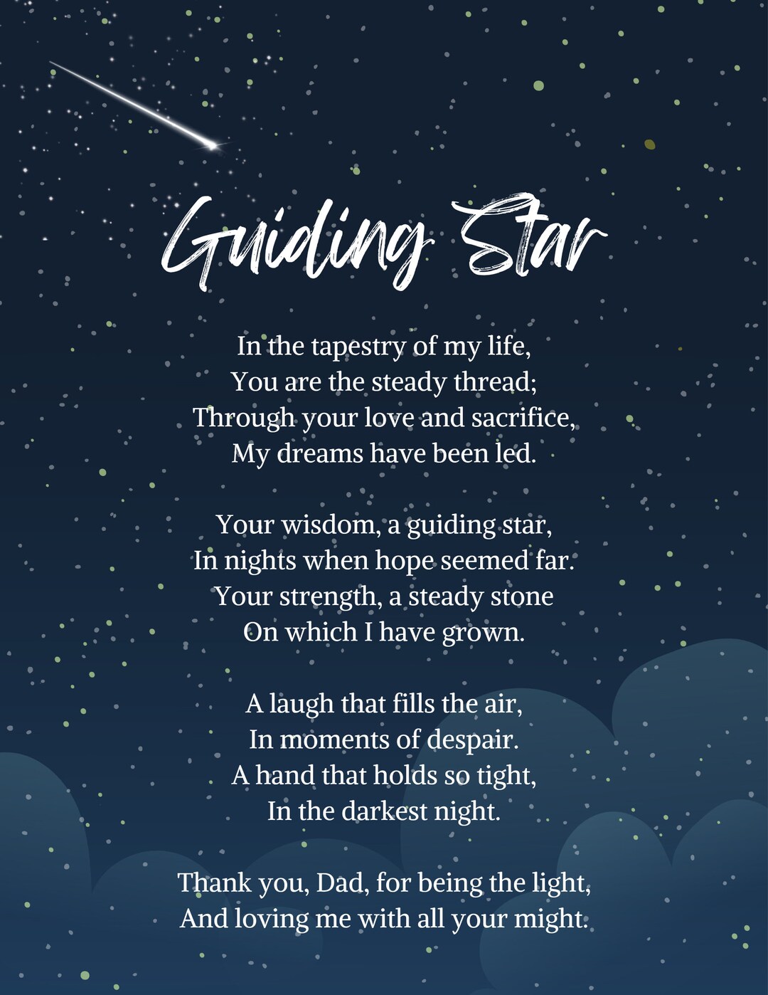 Guiding Star Poem, Poem Gift for Dad, Fathers Day, Inspirational Quote ...