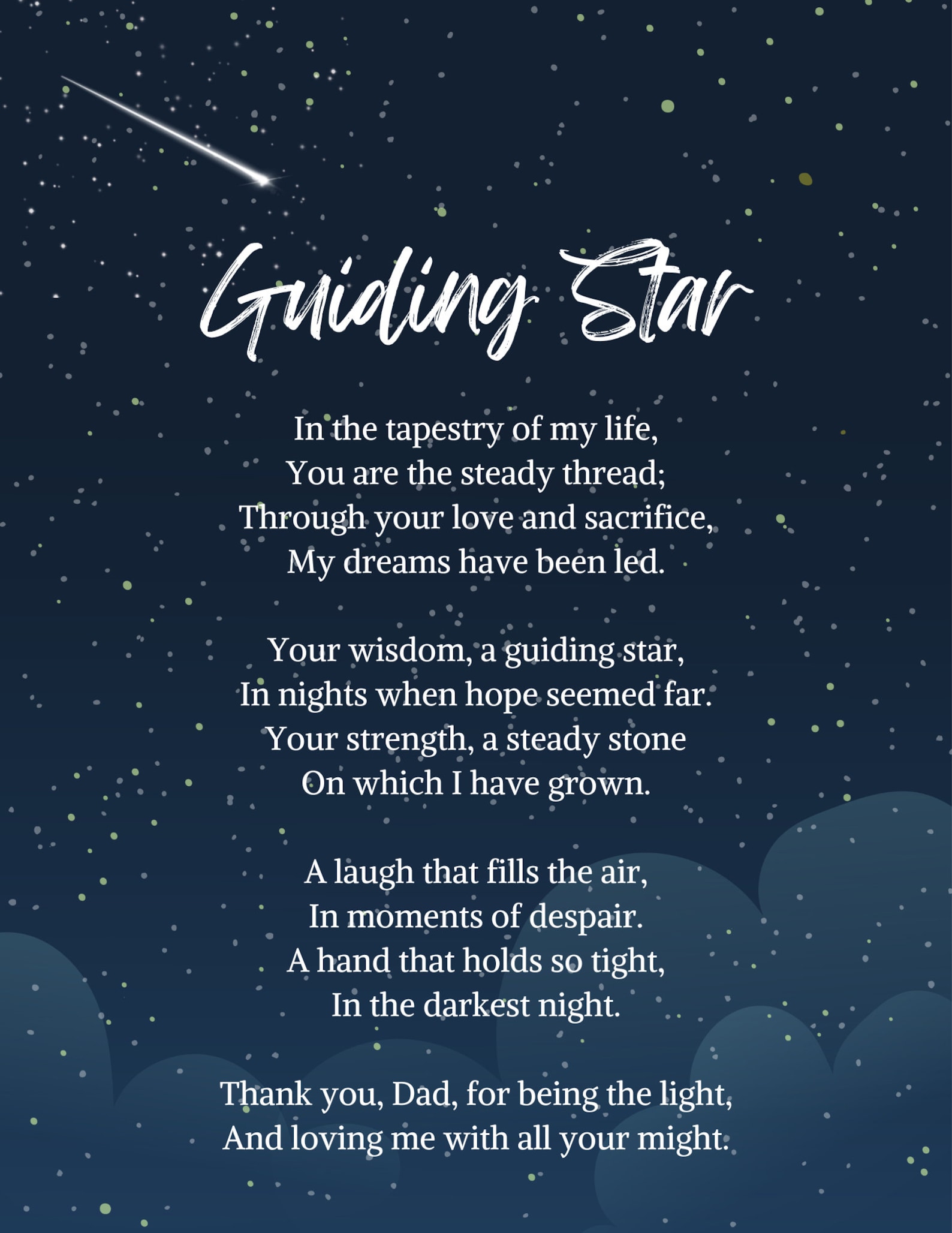 Guiding Star Poem, Poem Gift for Dad, Fathers Day, Inspirational Quote ...