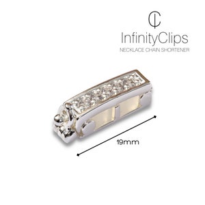 Infinity Clips- Necklace Shortener, Large Silver or Rhodium W/ Security ...