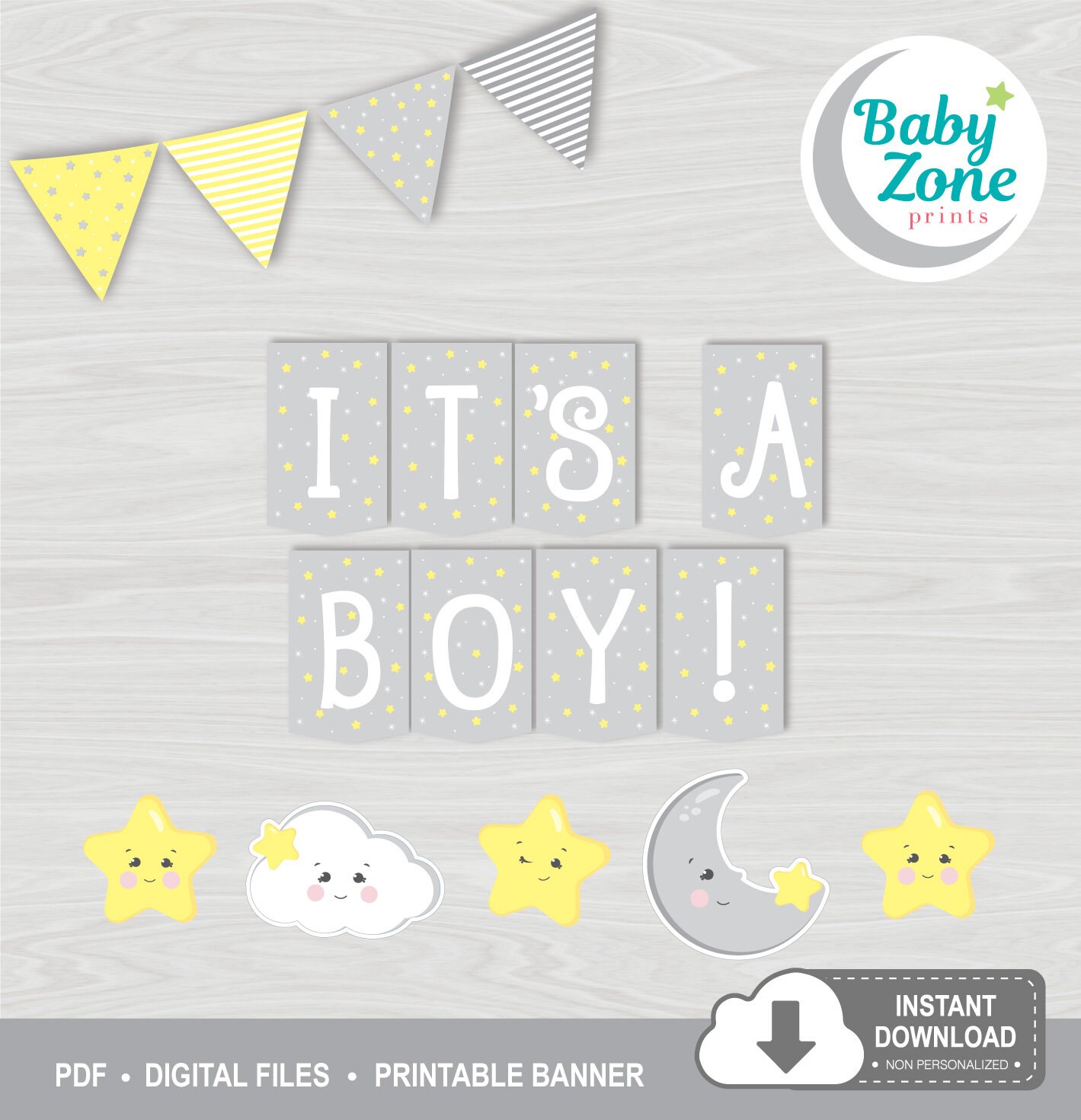 It's a Boy! Twinkle Twinkle Little Star Printable Baby Shower Banner in ...