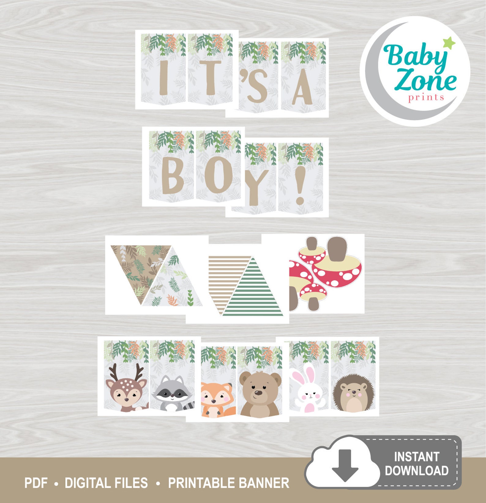 Woodland Banner Woodland Animals Banner Forest Animals Baby Shower It's ...