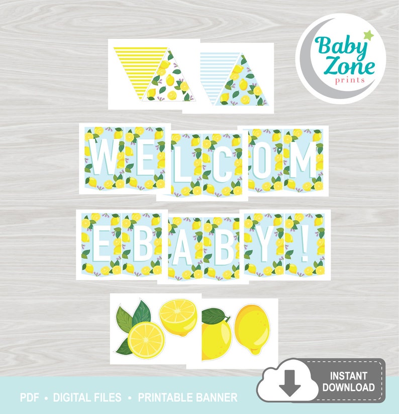 Welcome Baby! Baby Lemons and Limes Baby Shower Printable Banner ...