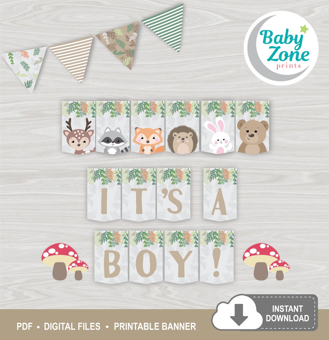 Woodland Banner Woodland Animals Banner Forest Animals Baby Shower It's ...