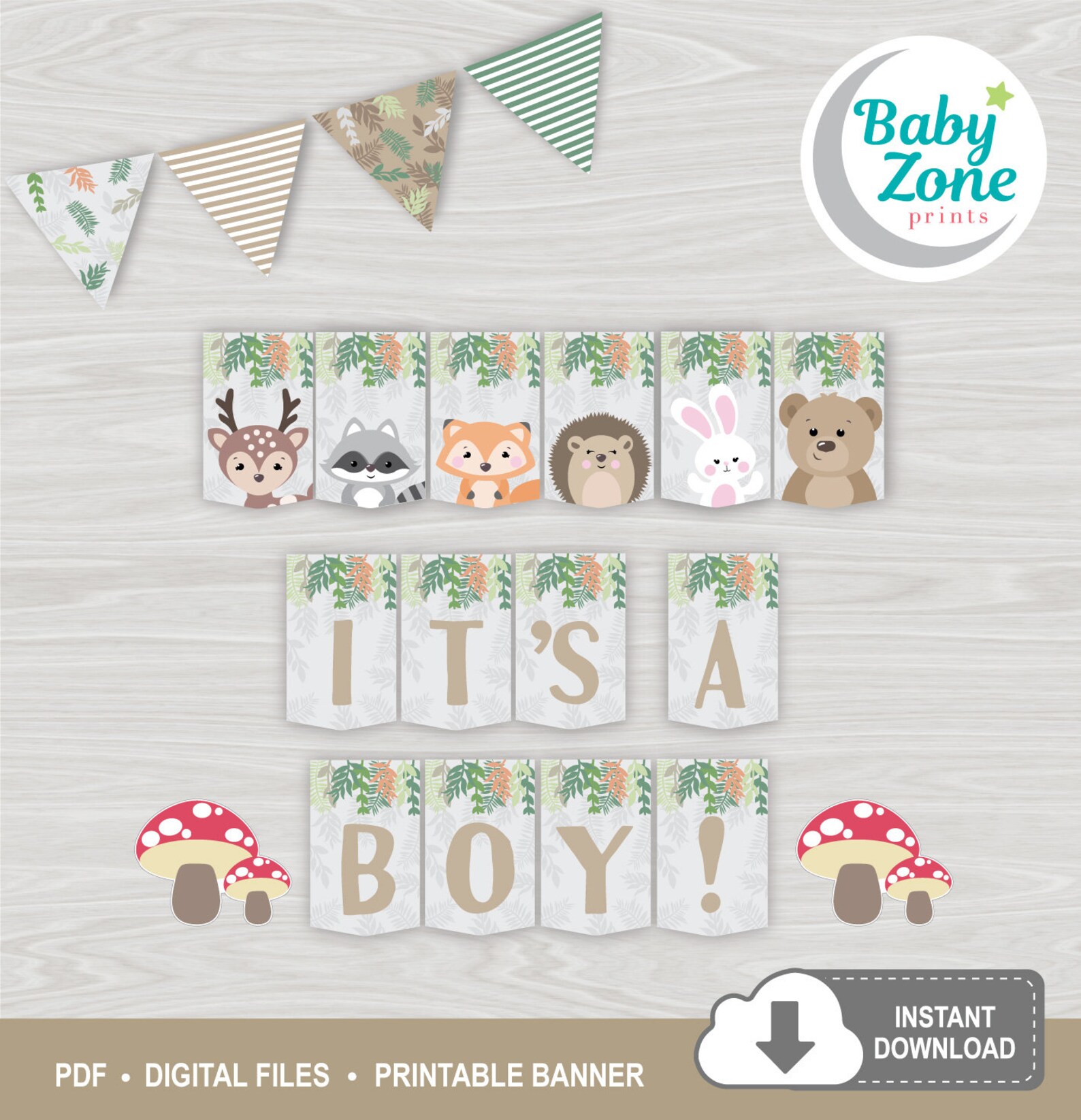 Woodland Banner Woodland Animals Banner Forest Animals Baby Shower It's ...