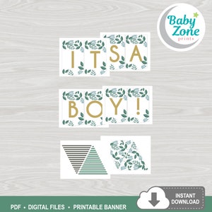 It's a Boy! Greenery Baby Shower Printable Banner Instant Download ...
