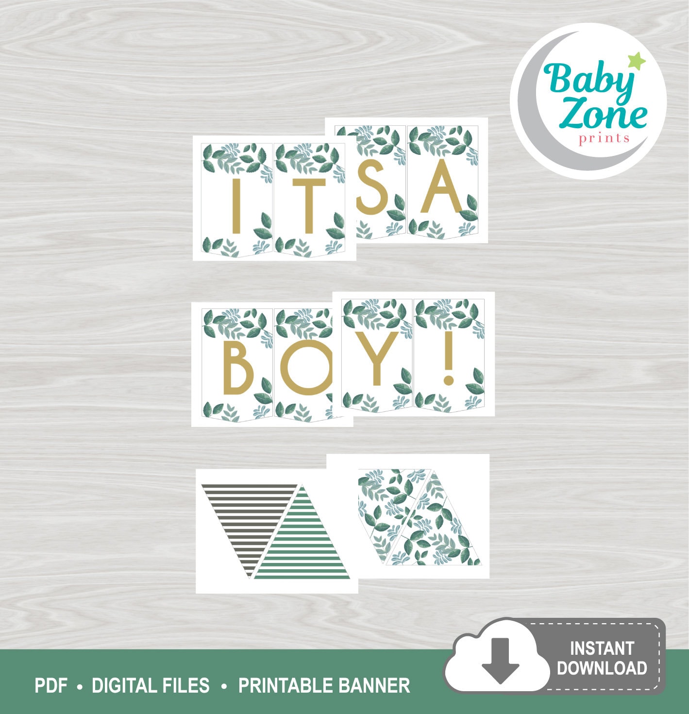 It's a Boy! Greenery Baby Shower Printable Banner Instant Download ...