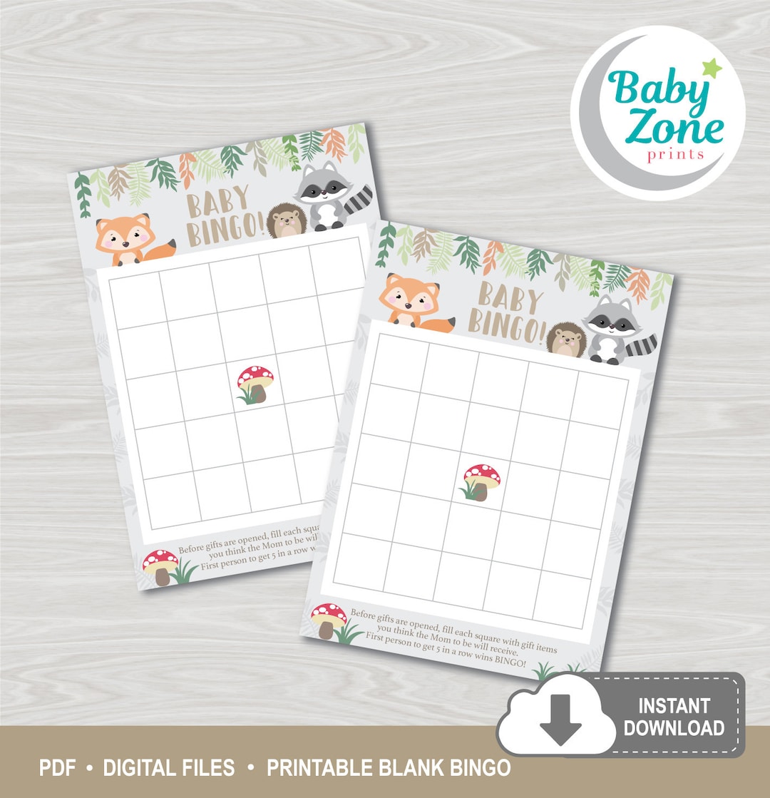 Woodland Baby Bingo! in Blank Forest Animals Printable Baby Shower ...
