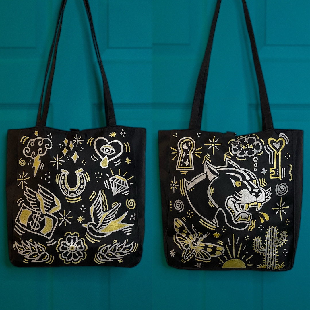 Traditional Tattoo Painted Shoulder Bag - Etsy