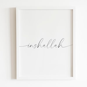 Inshallah Islamic Art Minimal Printable. Muslim Home Decor Idea/nursery ...