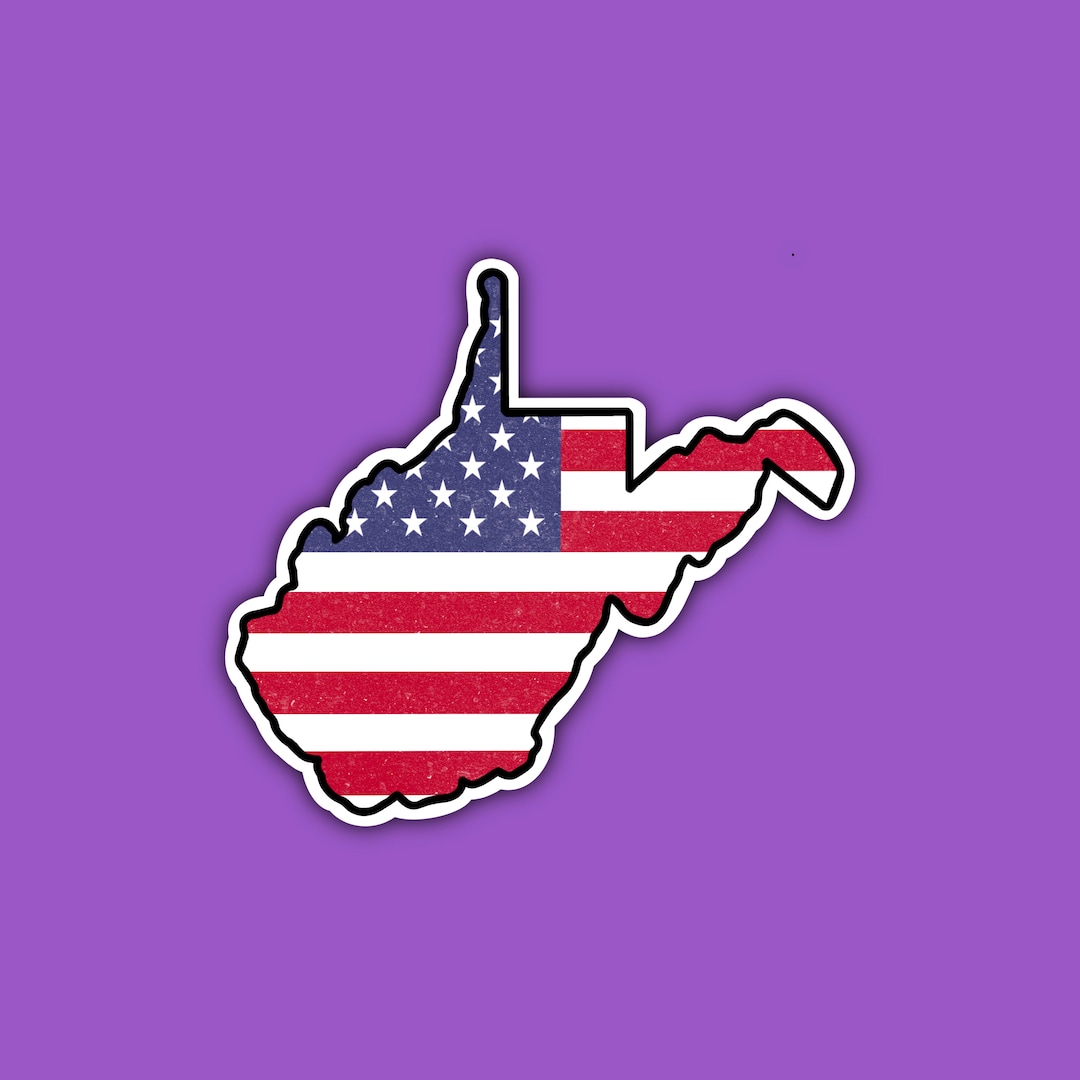 USA Flag West Virginia Sticker | West Virginia State Outline ...