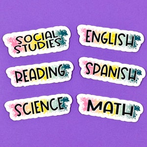 Choice of School Subject Sticker Math English Science Social - Etsy