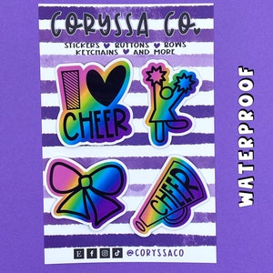 I Love Cheer Sticker Pack | Cheerleader | Colorful | Decal | Waterproof ...