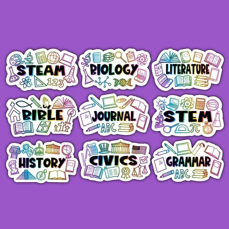 Choice of School Subject Sticker | Math English Science Social Studies ...