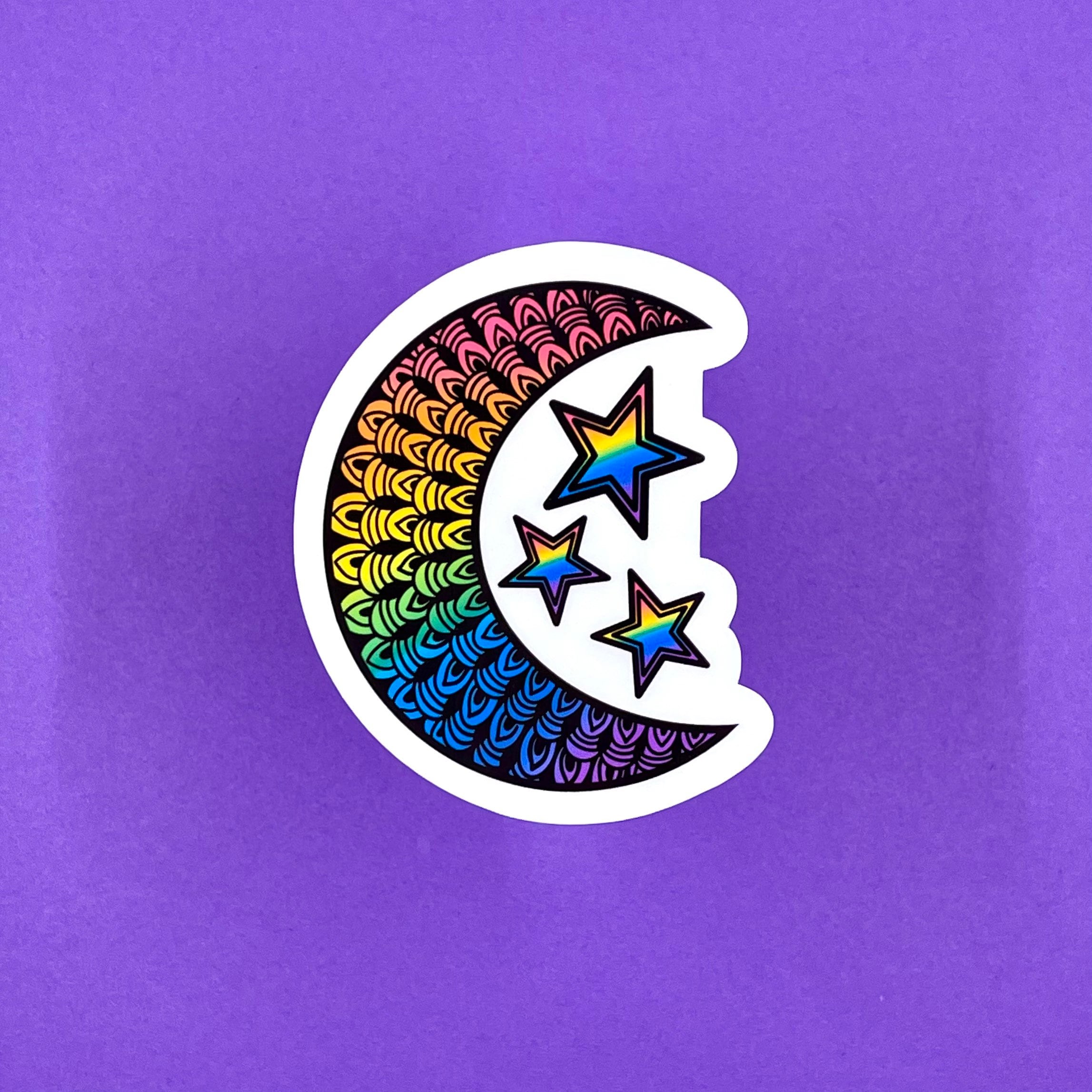 Colorful Moon and Stars Sticker Decorative Moon Colorful - Etsy