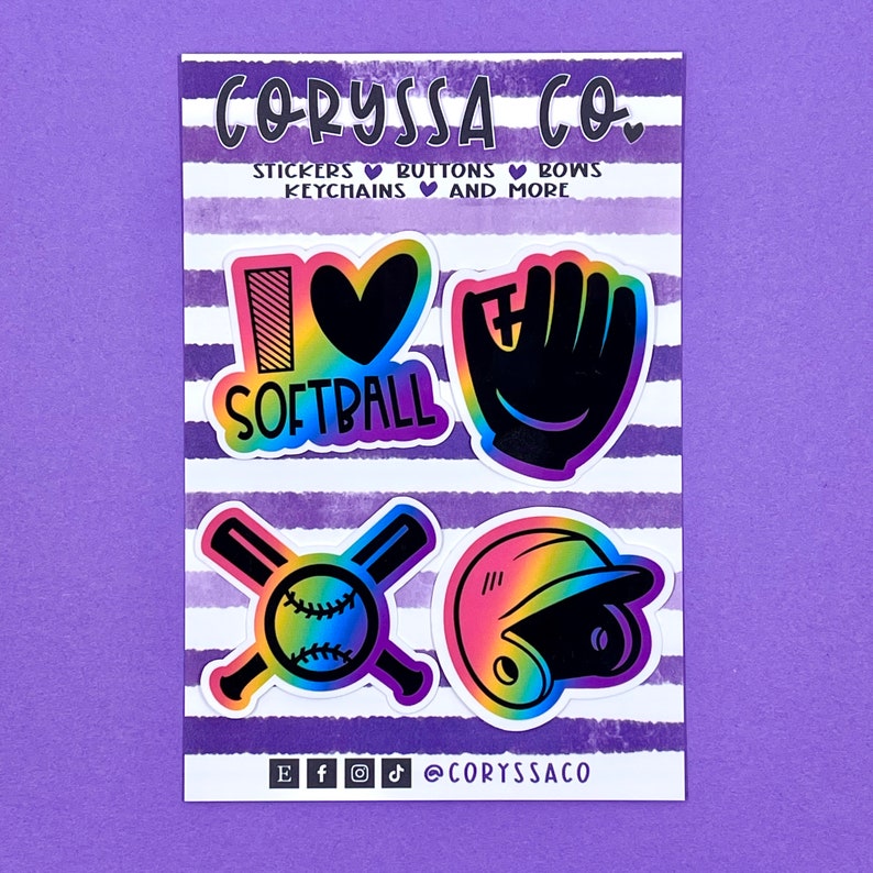 I Love Softball Sticker Pack | Softball Player | Bats and Ball | Glove ...