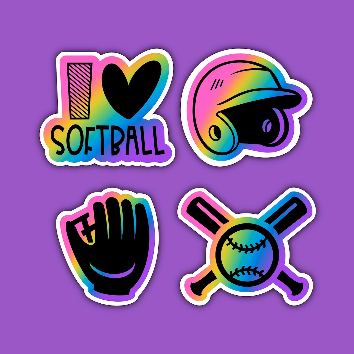 I Love Softball Sticker Pack | Softball Player | Bats and Ball | Glove ...