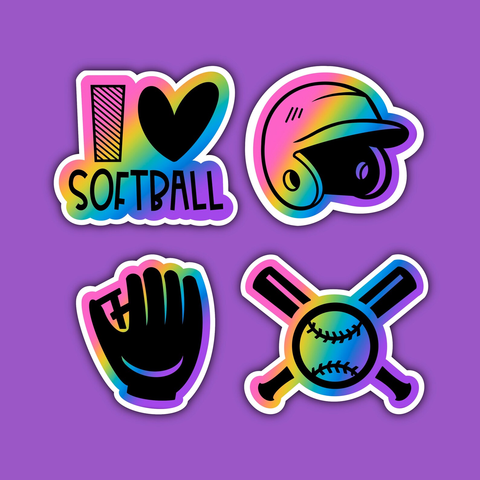 I Love Softball Sticker Pack | Softball Player | Bats and Ball | Glove ...