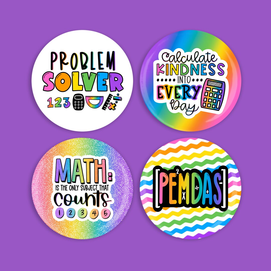 Math Teacher Pinback Buttons | Problem Solver | PEMDAS | 1.5" Pinback ...