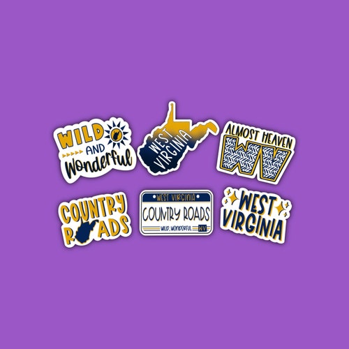 West Virginia Sticker. Blue and Gold Mountains. Mountain - Etsy