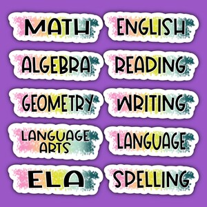 Choice of School Subject Sticker Math English Science Social - Etsy