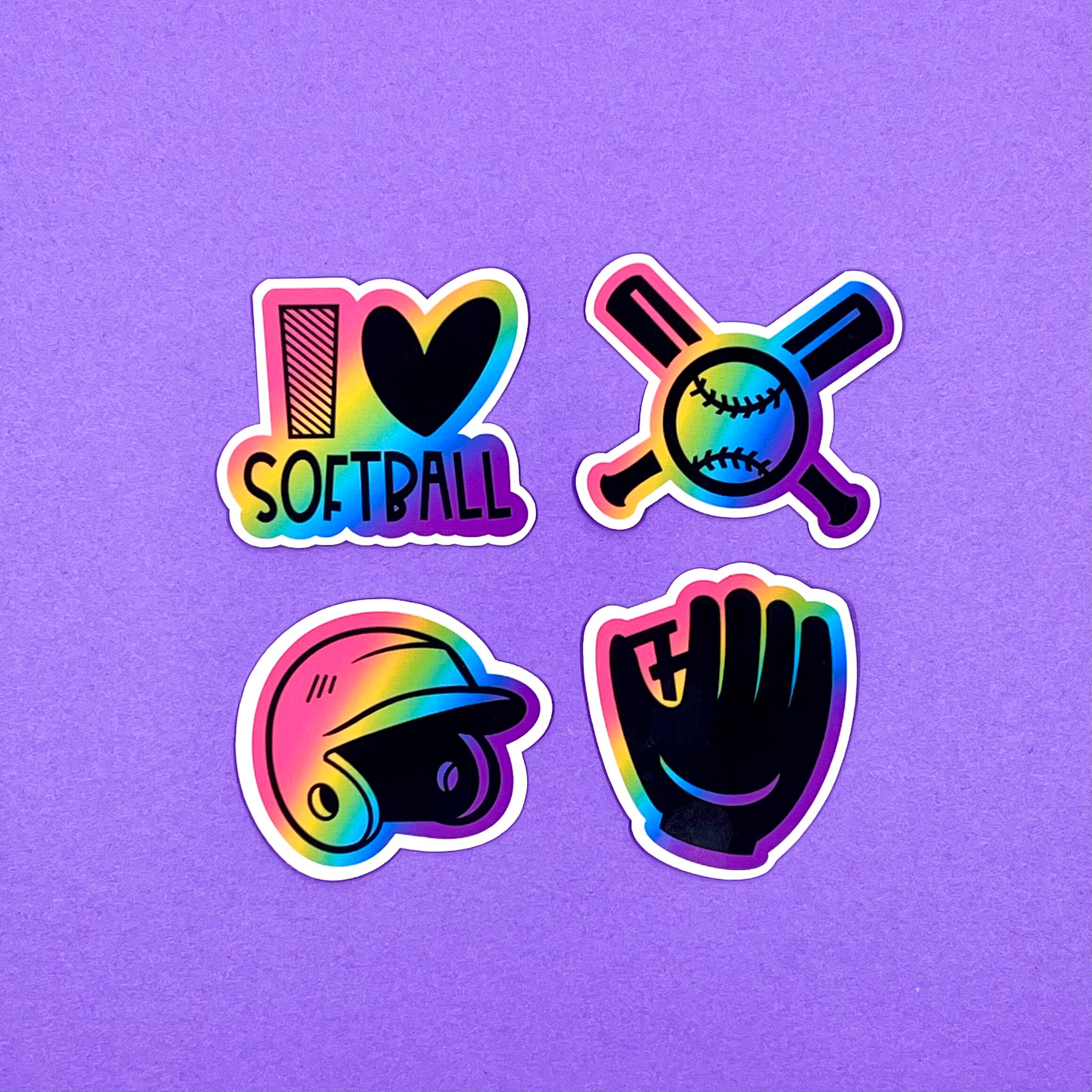 I Love Softball Sticker Pack | Softball Player | Bats and Ball | Glove ...