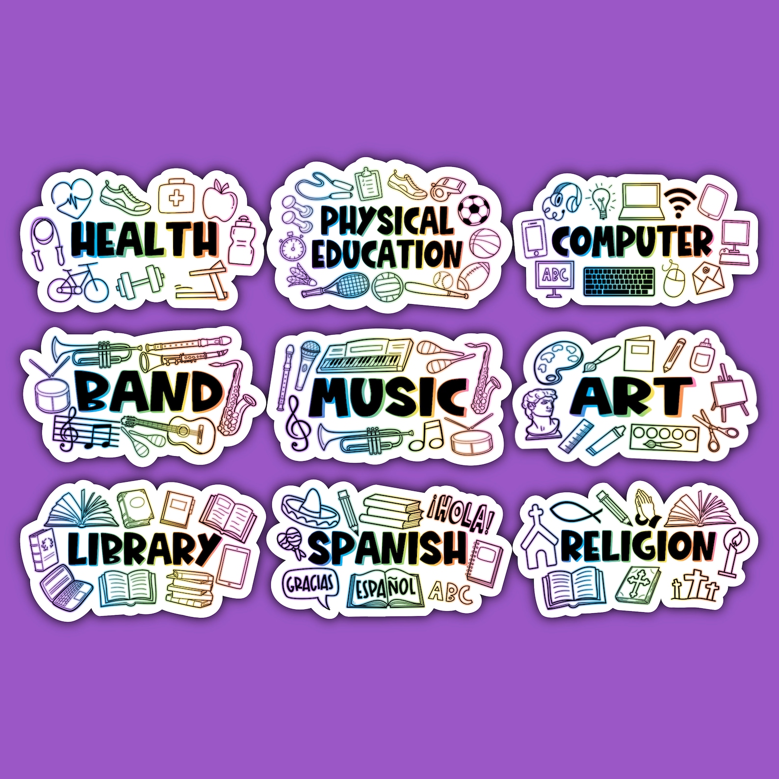 Choice of School Subject Stickers | Course Labels | School Subject ...