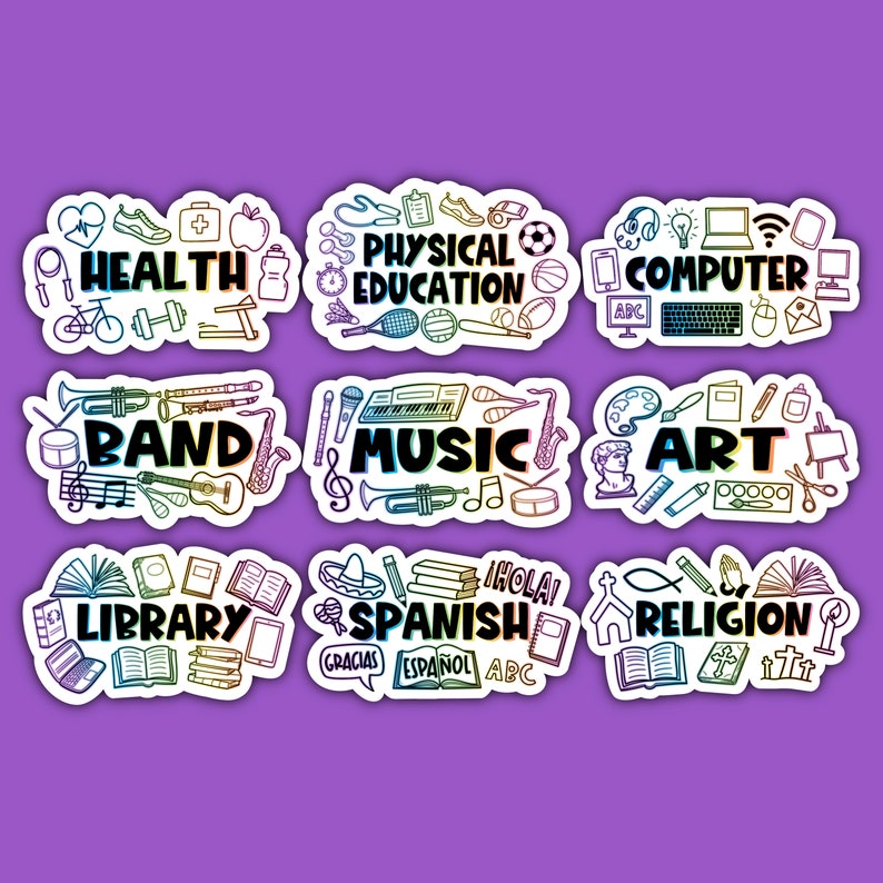 Choice of School Subject Stickers | Course Labels | School Subject ...