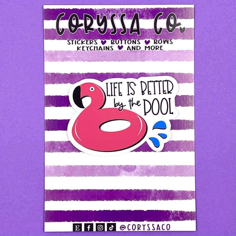 Life is Better by the Pool Sticker Pink Flamingo Floaty - Etsy