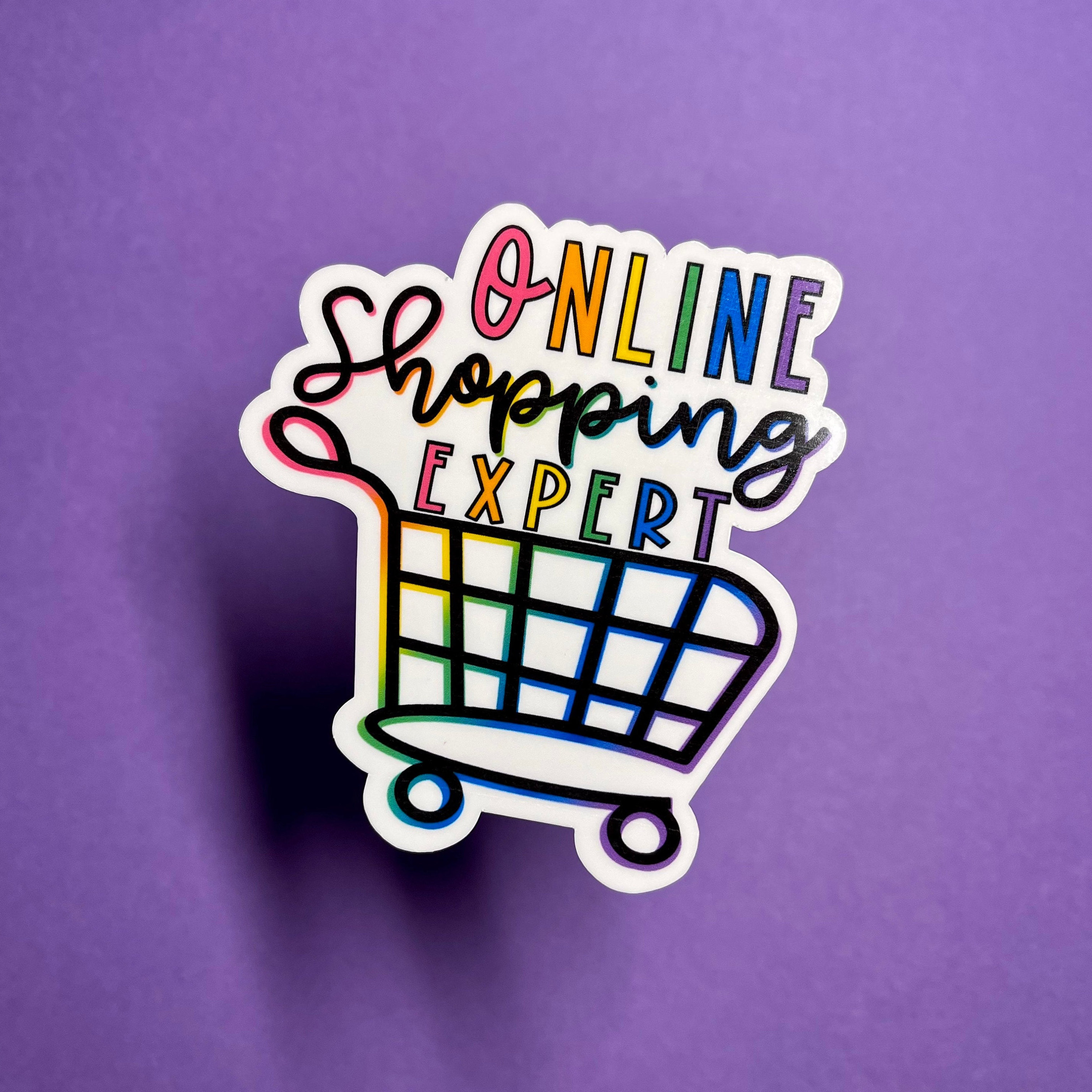 Online Shopping Expert Sticker Shopping Addict Colorful | Etsy