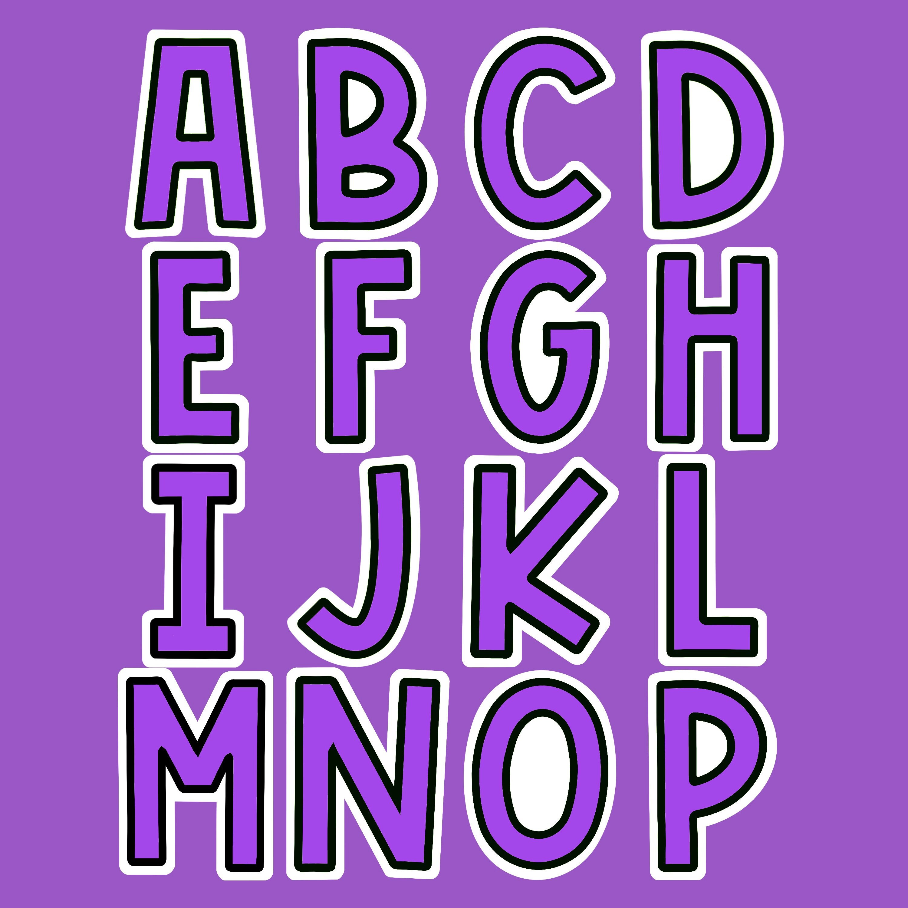 Purple Initial Sticker Alphabet Monogram 3 Letter A B | Etsy