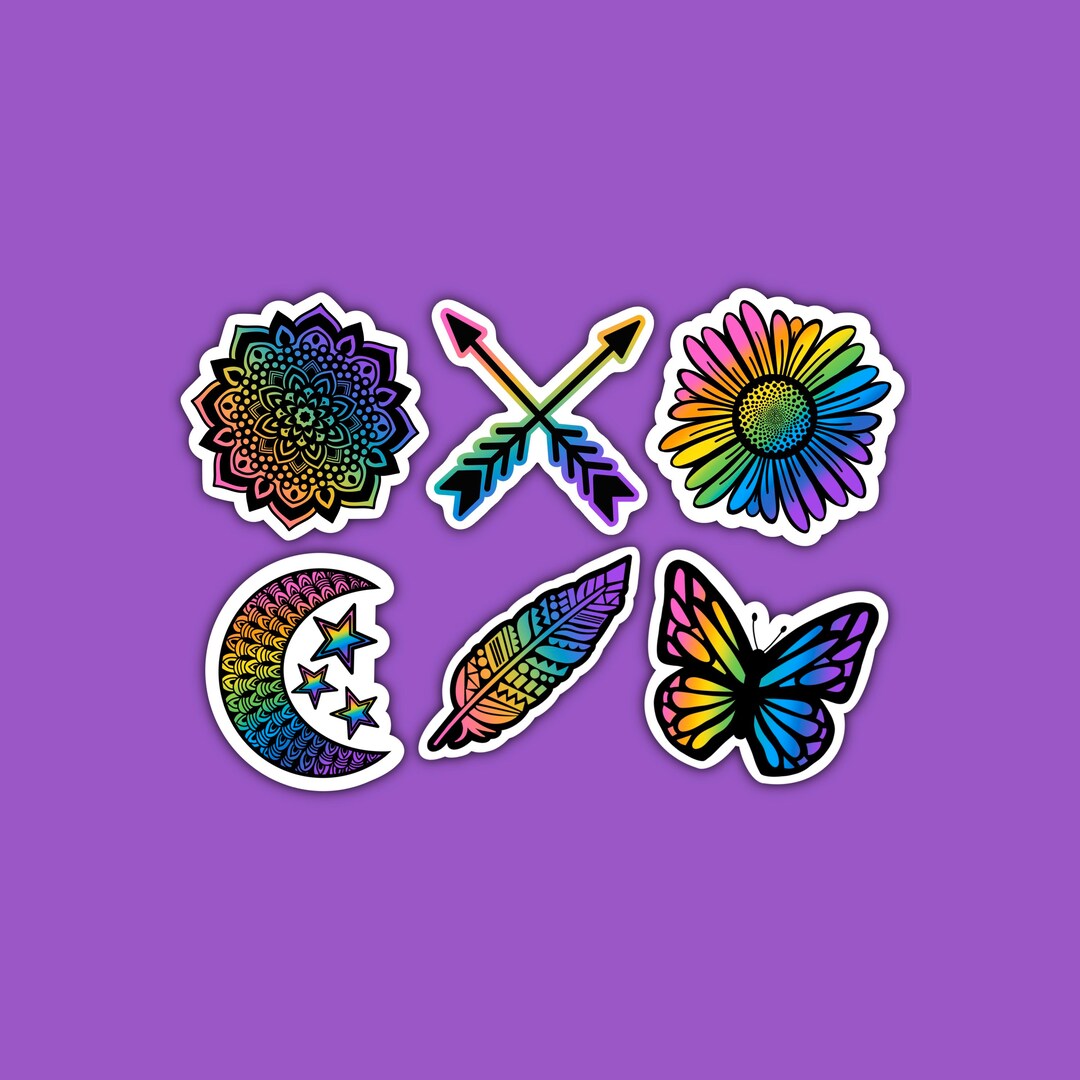 MINI Colorful Sticker Pack 1 Stickers Butterfly Flower Mandala Arrows ...