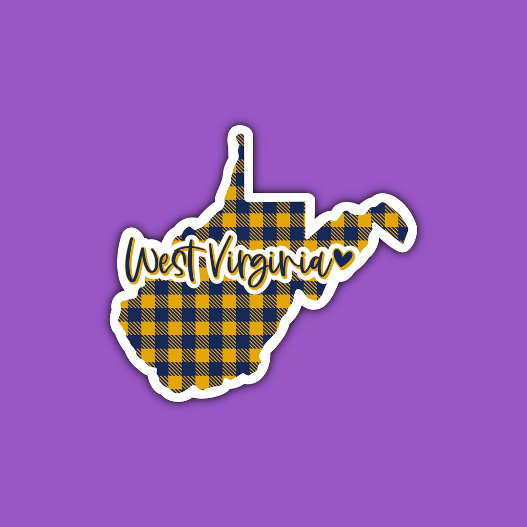 Plaid West Virginia Sticker West Virginia State Outline Mountaineers ...