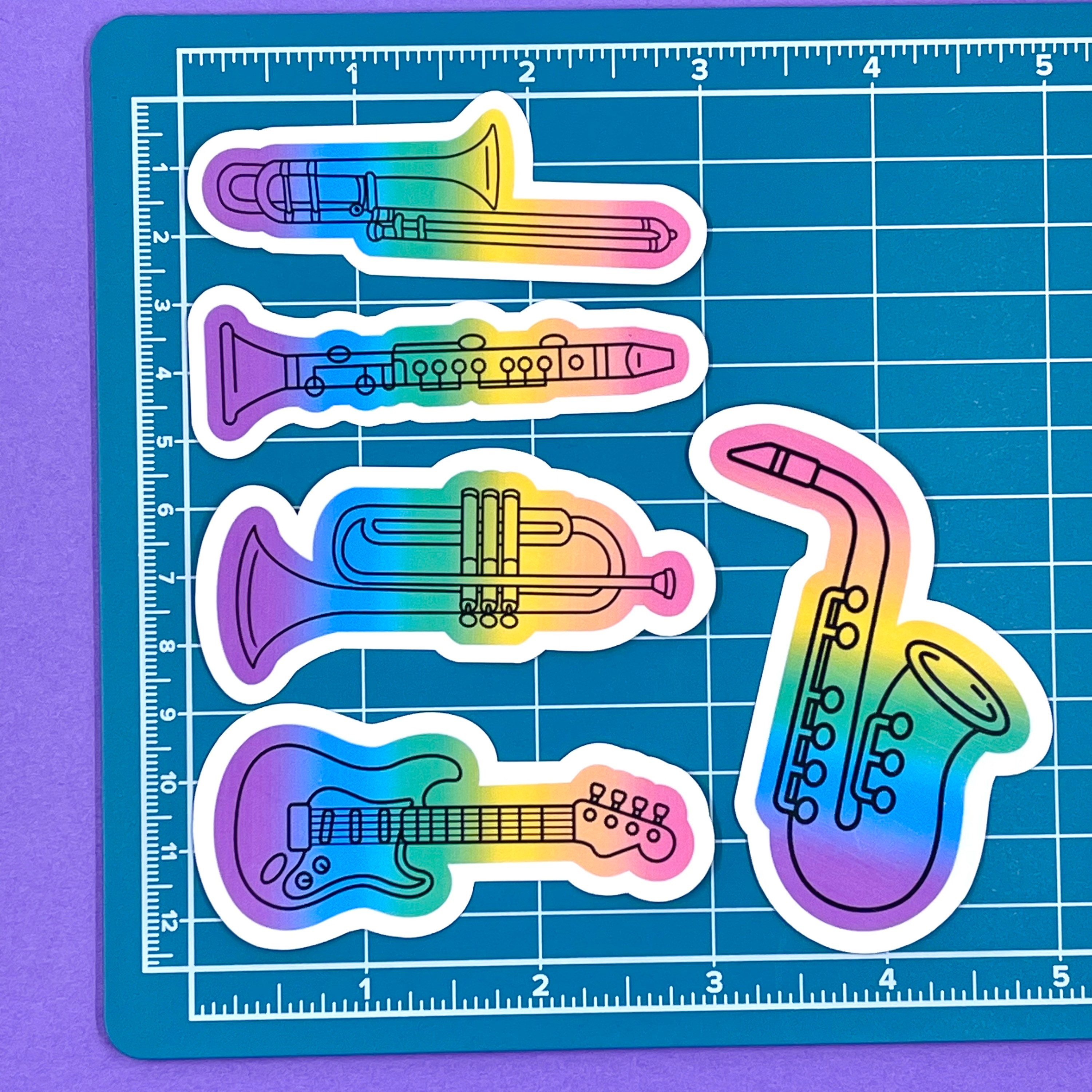 Choice of Colorful Musical Instrument Sticker | Flute Clarinet Trumpet ...